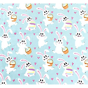 Home Decor Bunny Velvet Fleece Throw Blanket: Colorful Bunnies on The Egg Hunt Fun, Spring Summer (Easter Bunny)