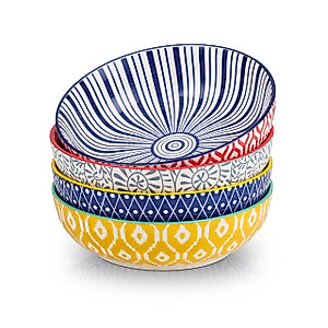 KitchenTour 35oz Pasta Bowls Soup Bowls, Serving Bowl Dinner Bowls for Salad, Fruit, Dishwasher and Microwave Safe - Set of 4, Vintage Color