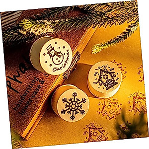 NOLITOY 18 Pcs Christmas Wooden Stamp Wood Decor DIY Scrapbook Lace Trim DIY Wood Stamp Block Wooden Stamping Blocks Scrapbook Stamp Round Seal Retro Stamp Retro Seal Pattern Tool Rubber