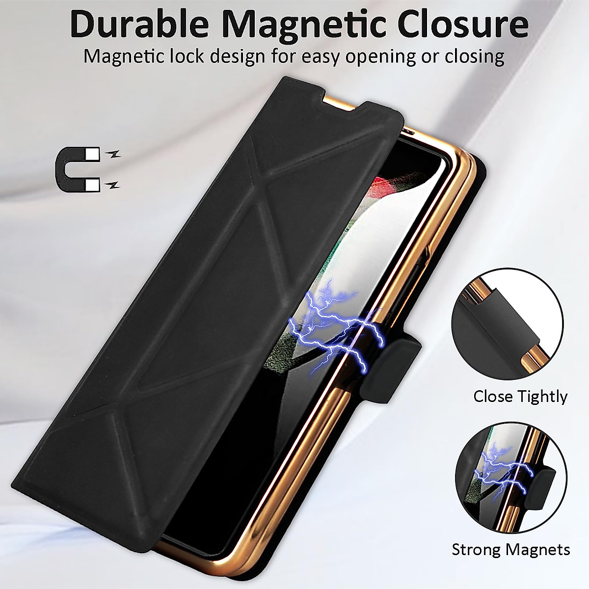 NINKI Compatible Samsung Galaxy Z Fold 5 Case with S Pen Holder & Screen Protector,Shockproof Luxury PU Leather+PC Protective Cover Stand Case for Samsung Z Fold 5 5g Phone Case with Kickstand Black