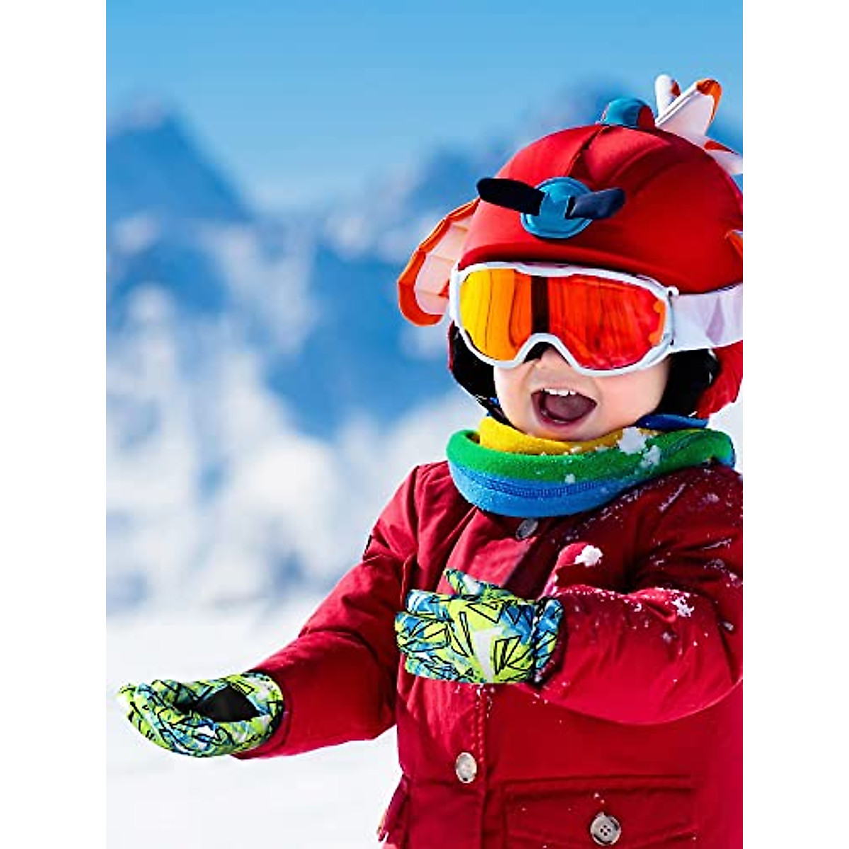 Hicarer 3 Pairs Kids Waterproof Gloves Winter Warm Snow Gloves Boys Girls Ski Gloves Windproof for Cold Weather (Cool Style, 8-11 Years)