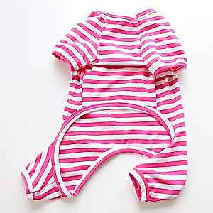 Harikaji Dog Pajamas,Dog Striped Jumpsuit Pet Clothes Leg Cover Pjs for Cats Dogs(Pink,L)