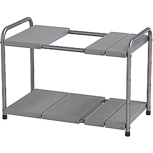 DecoBros Under Sink 2 Tier Expandable Shelf Organizer, Silver