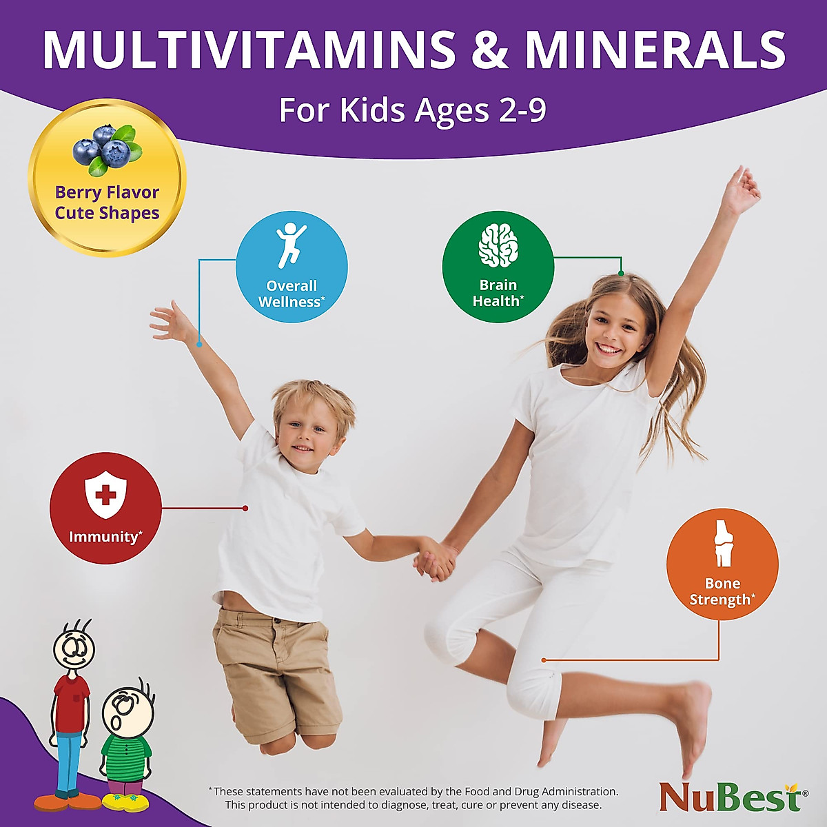 NuBest Tall Kids - Toddlers Vitamins and Kids Vitamins for Age 2 to 9 - Healthy Height Growth & Height Booster with Multivitamins & Minerals for Kids Ages 2 to 9 | 90 Chewable Tablets | 6 Pack
