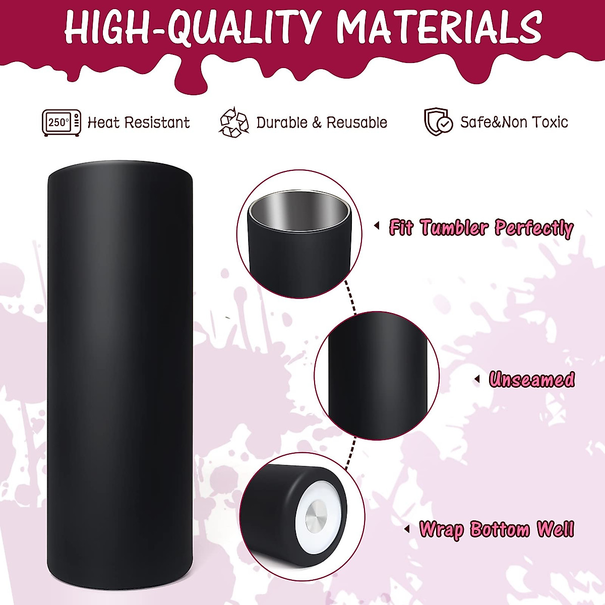 Mocaru Sublimation Blanks Tumblers Silicone Bands Kit for 20 oz Skinny Straight Cups Mugs Shrink Wrap with Heat Resistant Gloves Silicone Sleeve for Tumbler Heat Press Machine or Oven