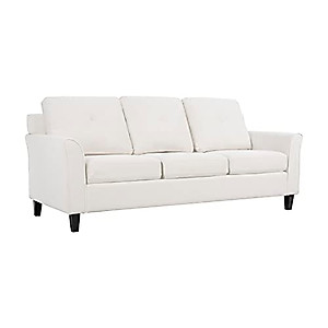 Raelynn Button Tufted Sofa Affordable Cream Modern Sofa for Budget-Conscious Buyers Microfiber Couch for Small Spaces Durable Sturdy Living Room Furniture Tool-Free Assembly and Easy Maintenance