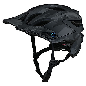 Troy Lee Designs A3 Adult Bicycle Helmet MIPS EPP EPS Premium Lightweight 16 Vents 3-Way Adjustable Detachable Visor All Mountain Enduro Gravel Trail BMX Off-Road MTB - Brushed Camo Blue, XS/SM