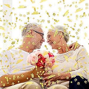 50th Happy Anniversary Confetti 50th Party Confetti Number 50 Anniversary Confetti Metallic Foil Star Circles Mix Confetti for Table Decorations Party Supplies Anniversary DIY Art, Gold, 3000 Pieces