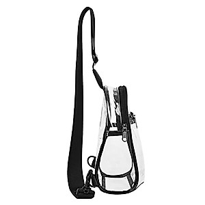 UEASE Small Clear Sling Bag for Men Women/Stadium Approved Mini Sling Backpack/Transparent Casual Chest Daypack for Concert Festival Hiking Walking Biking Travel Cycling