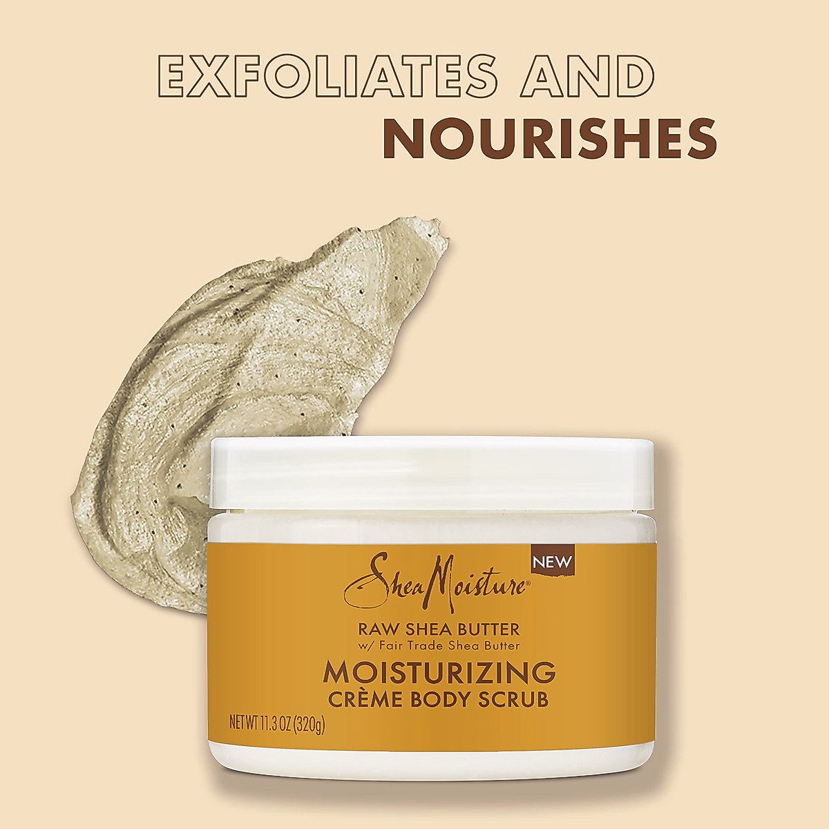 SheaMoisture Raw Fair Trade Shea Butter Moisturizing Exfoliating Crème Body Scrub for Dull Skin 11.3 oz
