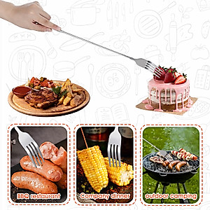 Gjinxi Telescopic Extendable Long Fork, Stainless Retractable Extended Telescoping Fork, Long Extension Dinner Forks for Eating, Extending Fork for Dinner Fruit Dessert Fork 8.6~25.6in (1pc)