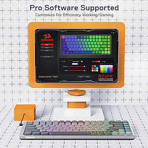 Redragon K652 75% Wireless RGB Mechanical Keyboard, Tri-Mode 84 Keys Ultra-Thin Gaming Keyboard w/Aluminum Top Plate, 100% Supported Win/Mac System & Low Profile Brown Switch