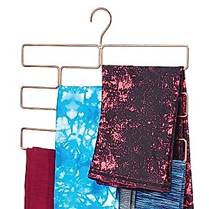 mDesign Modern Metal Closet Rod Hanging Accessory Storage Organizer Rack for Scarves, Ties, Yoga Pants, Leggings, Tank Tops - Snag Free, Geometric Design, 8 Sections - Rose Gold