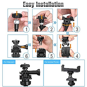 Webcam-Stand-Mount Phone Camera Desk-Clamp-Holder - 27 Inch Flexible Gooseneck Arm Mount Stand for Phone Gopro Hero Webcam C922 C930 C930e C920 Brio 4K C615 C922x C925e C920s C270 C310