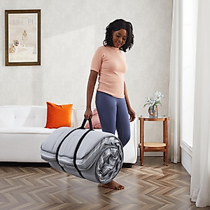 Jamdok 4Inch Cot Mattress Topper,Narrow Twin Gel Infused Memory Foam,Machine Washable Pillow Top Cover,Roll Up Floors Mat,Portable Folding Sleep Pad(75 X 30“)