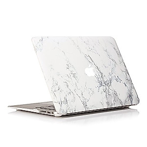 RUBAN Case for MacBook Air 13 Inch (Models: A1369 & A1466, Older Version 2010-2017 Release), Slim Snap On Hard Shell Protective Cover, White Marble