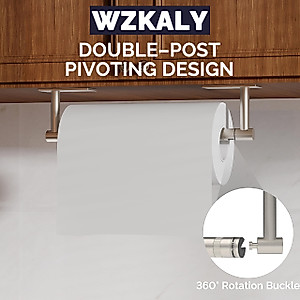 WZKALY Paper Towel Holder Under Cabinet, Adhesive Paper Towel Holder Self-Adhesive or Wall Mounted SUS304 Stainless Steel for Kitchen Bathroom Farmhouse Barbecue Laundry (Sliver)