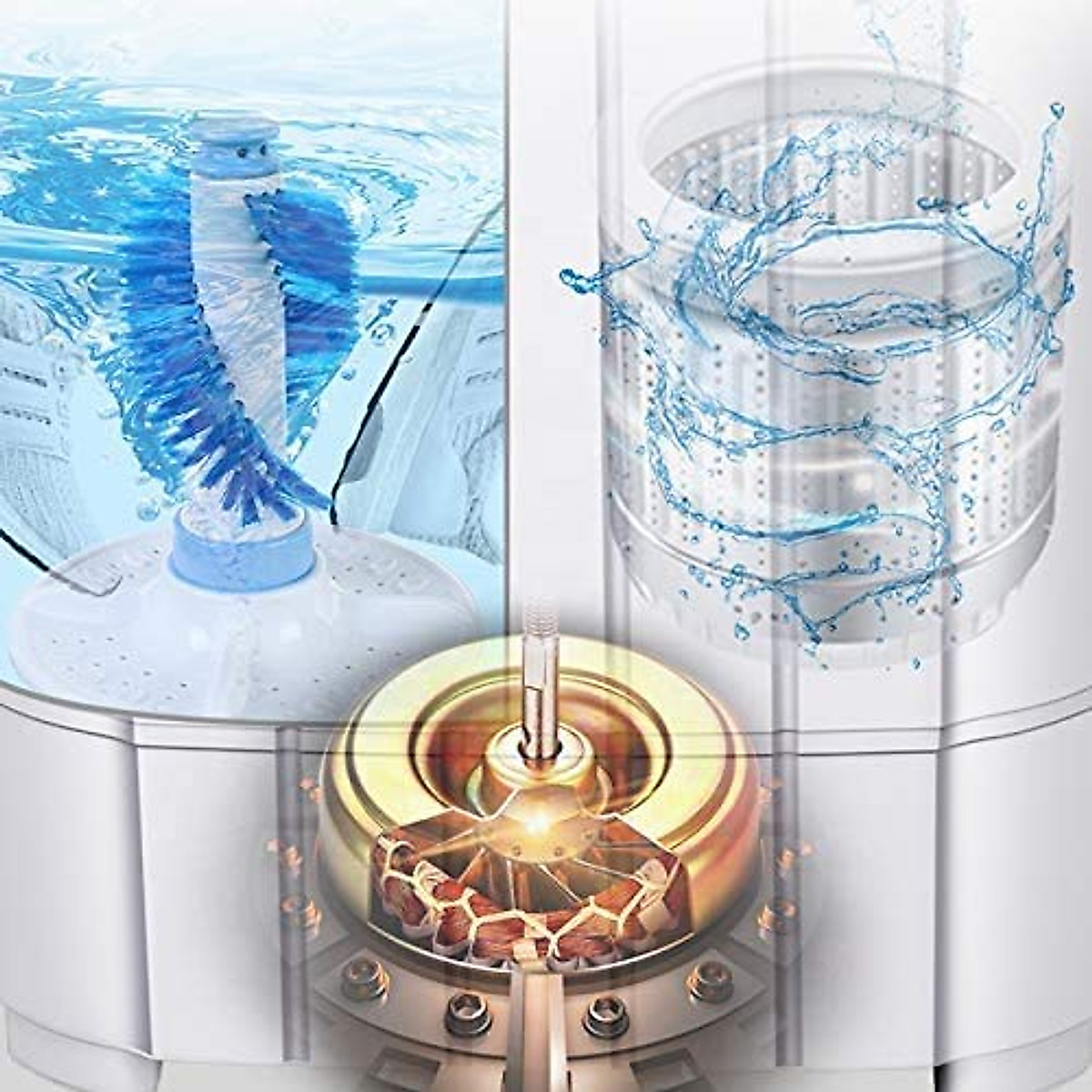 Portable Twin Tub Mini Washing Machine w/Spin and Dryer Function, Compact Design for College Dorms, Apartment, RV’s. Mini laundry Barrel Washer for Baby Clothes, Underwear, Delicates and More-Blue