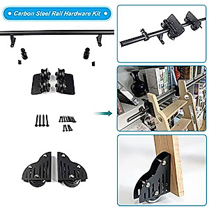 Sliding Barn Door Rail Rolling Library Ladder Hardware Kit, Round Tube Library Ladder Closet Set Carbon Steel Rolling Full Set Track Kit (No Ladder) - Black (Size : 6.6ft/200cm Track Kit)