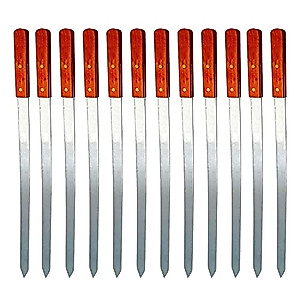 Unique Imports Professional Large 23-Inch Stainless Steel Brazilian Barbeque Style BBQ Skewers (Set of 12, 1 Inch Wide Skewers)