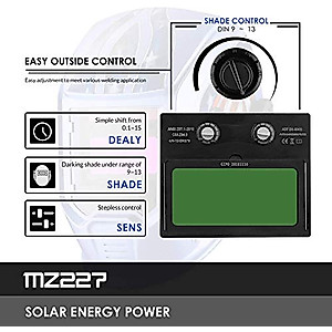 DEKOPRO Welding Helmet Solar Powered Auto Darkening Weld Hood Wide Shade 4/9-13 for TIG MIG ARC Welder Mask