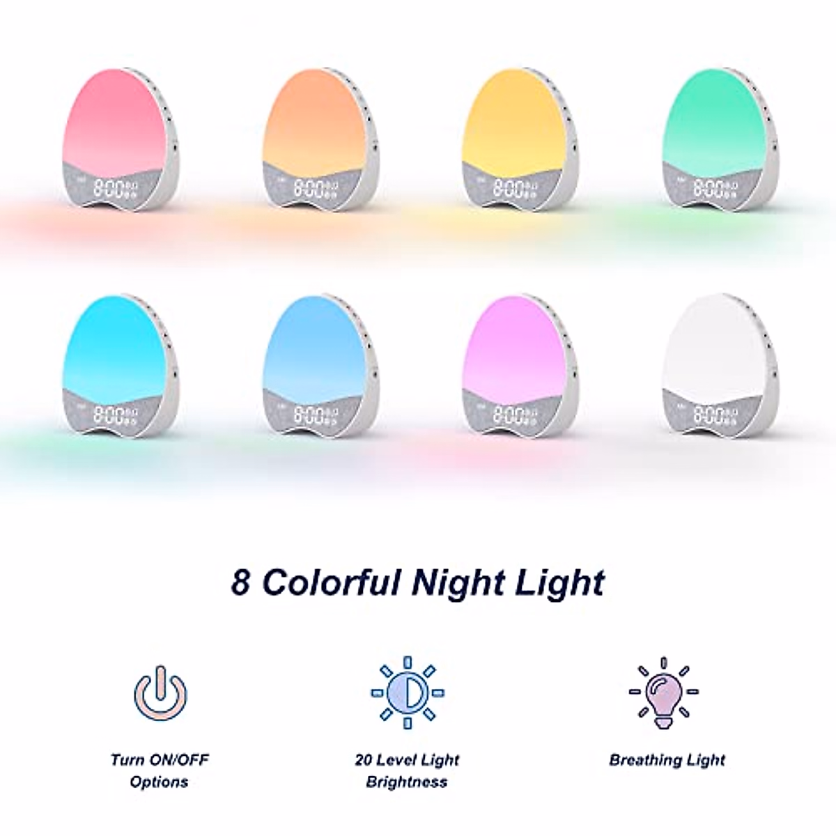 Welgo G4 White Noise Machine Alarm Clock and Nightlight with Natural Sound Dual Alarm, 12 Soothing Sounds, Sleep Timer, Dimmable Digital Display for Kids, Adult, Sleeping, Bedroom, Bedside…