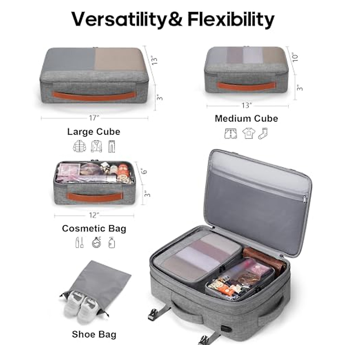 Bagsure Travel Backpack, 42L Carry on Backpack, Flight Approved Expandable Travel Backpack for Men&Women, Carry on Backpack, Luggage Daypack with Packing Cubes and Shoe Pocket, Large Travel Bags