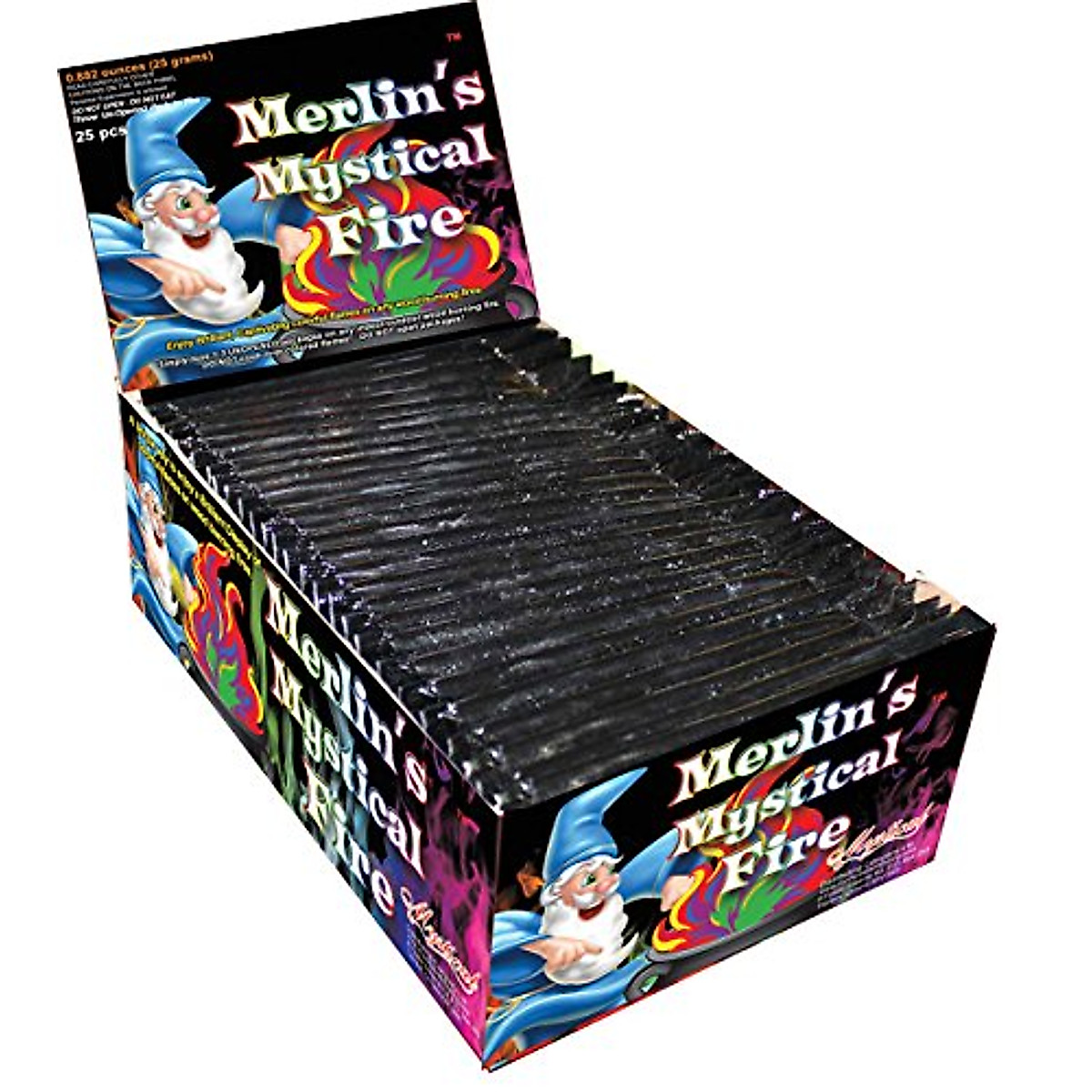 Mystical Fire Merlin’s Fire Colorant Vibrant Long-Lasting Pulsating Flame Color Changer for Indoor or Outdoor Use 0.882 oz Packets 25 Count Box