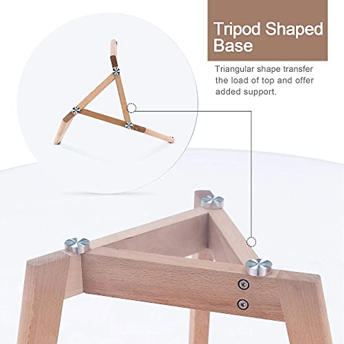 Ivinta Round Glass Dining Table, Modern Leisure Table with Wood Legs for Kitchen Dining Room Living Room, Accent Table Small Tea Table for 2, Space Saving, 31.5 inch