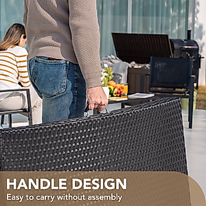 Devoko Patio Chaise Lounge Sets Outdoor Rattan Adjustable Back 3 Pieces Cushioned Patio Folding Chaise Lounge with Folding Table (Red)