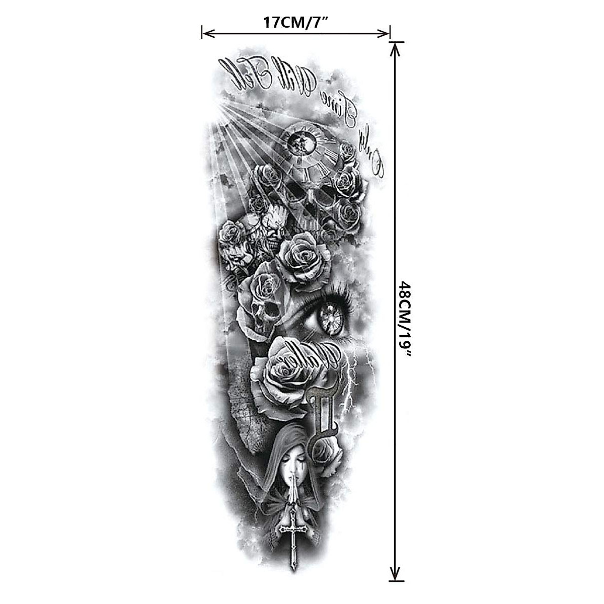 Pinone Full Arm Temporary Tattoo For Man Women L19“xW7”(12 Sheets)