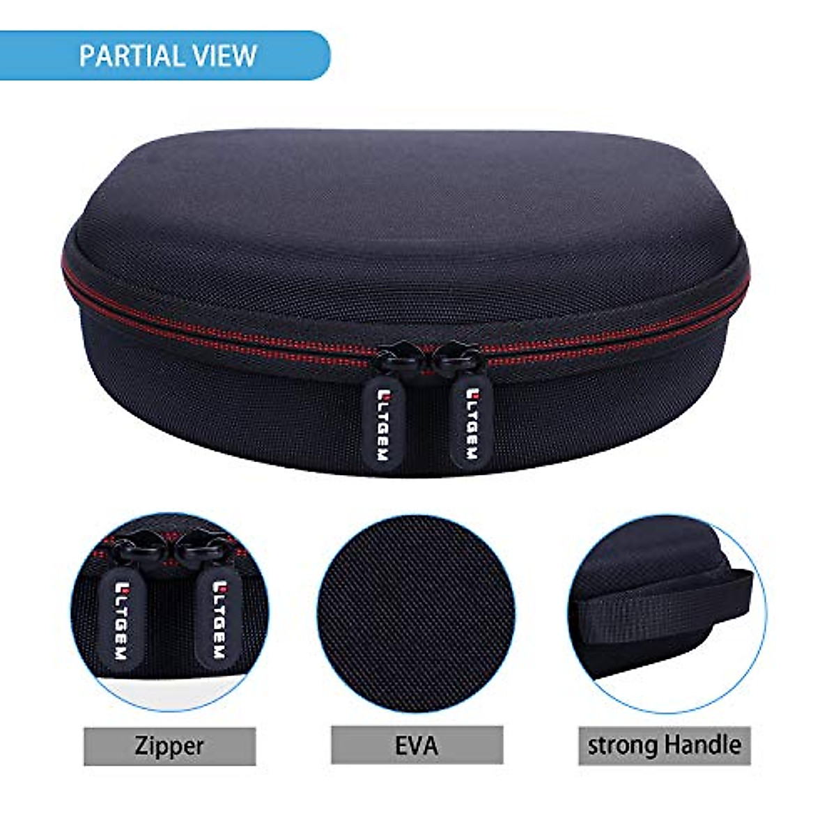 LTGEM Case Compatible with Sony WH-CH720N / WH-CH520 / WHCH710N / WH-CH510 Noise Canceling Wireless Headphones Bluetooth Over The Ear Headset, Black+Gray