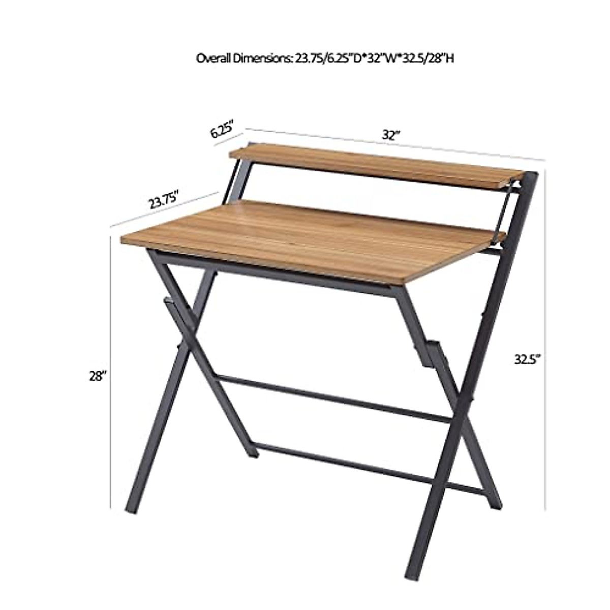 Ball & Cast Folding Computer Desk Foldable Laptop Table 2 Tiers, 32" W, Natural