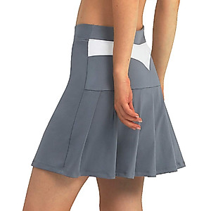 PCGAGA Pleated Tennis Skirt for Women Women's High Waisted Golf Skirt with Inner Shorts Pockets Golf Skirts Grey