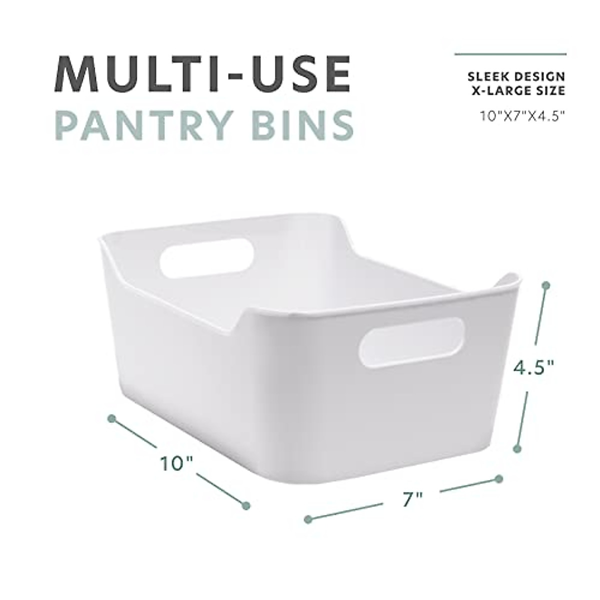 bHome Plastic Storage Bins For Kitchen Organization, Pantry Organization and Storage, Closet Organizers & Storage Containers - Baskets for Organizing Cabinets, Freezer, & Fridge Organizer Bin Set of 2