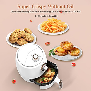 Dragonball 2 Qt Air Fryer, Small Air Fryer For Convenience, Retro Design, Nonstick, Dishwasher-Safe Basket, White Air Fryer With Adjustable Temperature Control, 60 Minute Timer Mini Air Fryer, White.