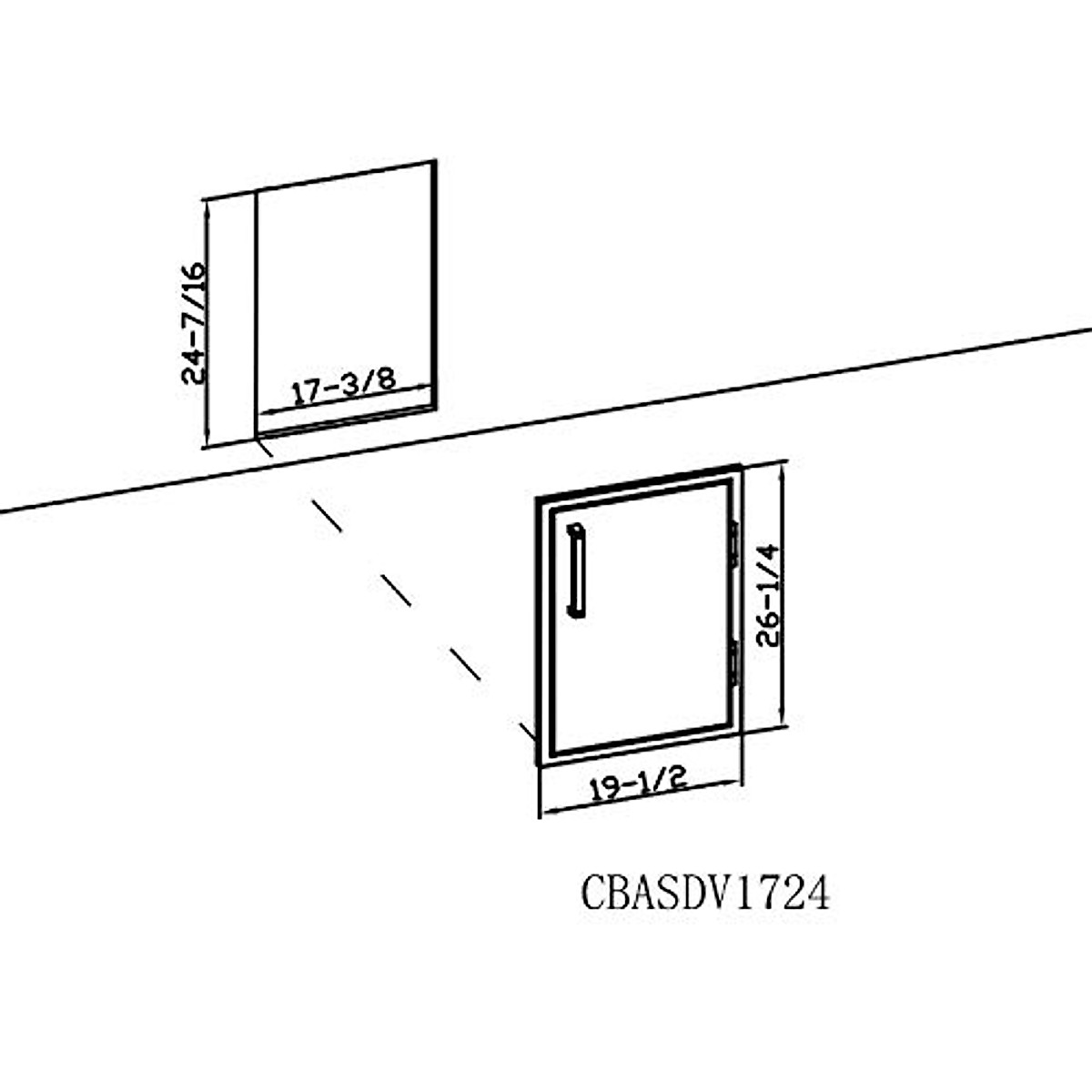 Bonfire access Vertical stainless steel 304 single door 17*24''