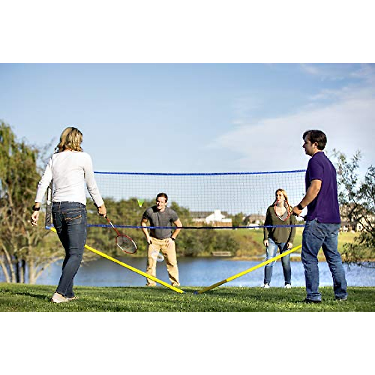 Triumph Sports Multi-Sport Versatile Combo Outdoor Game Net Set Includes Volleyball, Badminton, and Pickleball, Blue (35-7510-2)