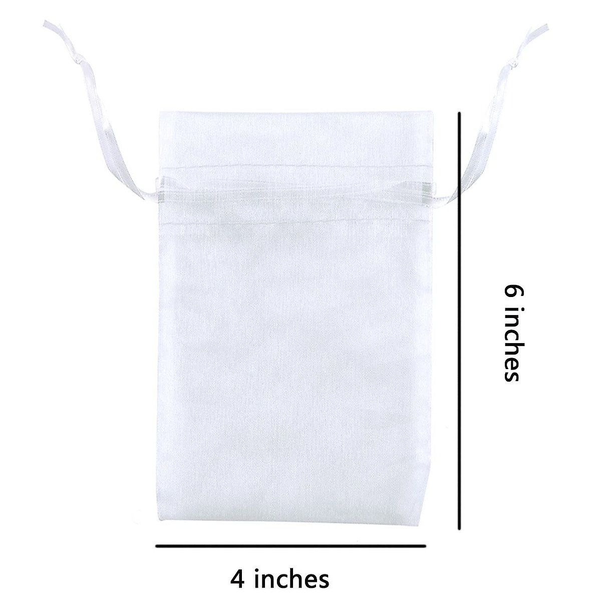 Hwceo Organza Gift Bags 50 Pcs Drawstring 4x6 inch White for Baby Shower,Girl Birthday,Mom Party Favors,Wedding,Bridal Shower,Valentines Day,Xmas,Bulk Sheer Fabric Mesh Tulle Sachet for Jewelry,Candy
