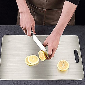 GULRUH Wood Cutting Boards for Kitchen, Stainless Steel Cutting Board Fruit Vegetable Meat Cutting Board Easy to Clean Cutting Board Practical Kitchen Tool Durable and Non-Greasy Kitchen Tool (Size :