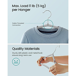 SONGMICS Kids Hangers 50 Pack, 14 x 8 Inches, Baby Hangers for Closet, Non-Slip Velvet Hangers, Childrens Hangers, Space-Saving Clothes Hangers, Wide Shoulder Notches, Dove Gray UCRF038G01