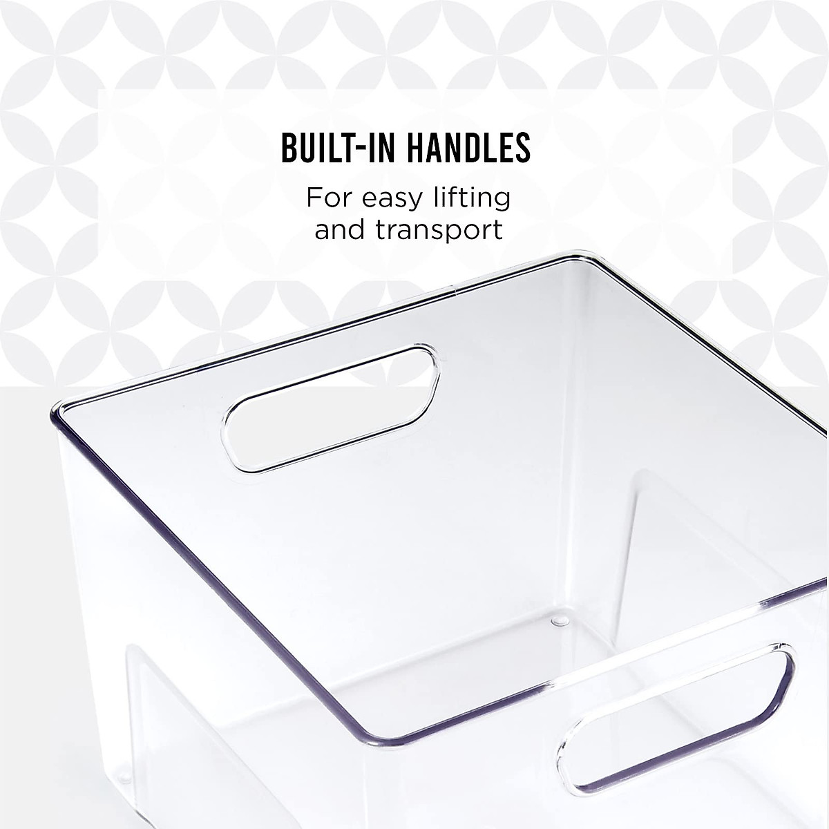 Copco Narrow Clear Bin, 10.5 x 4.5 x 6-Inch, for Kitchen, Fridge, Pantry, Laundry, and More