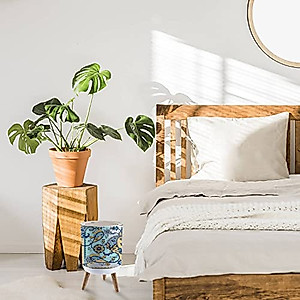 Trash Can with Lid Abstract Silk Scarf with Paisley Beautiful Oriental Paisley Classic Wood Small Garbage Bin Waste Bin for Kitchen Bathroom Bedroom Press Cover Wastebasket 7L/1.8 Gallon