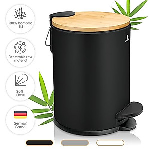 Exitoso Mini Trash Can with Lid - 3L / 0.8Gal - Small Trash Can with Lid for Bathroom - Black Bathroom Trash Can - Stainless Steel Bathroom Garbage Can with Lid - Black Trash Can Bathroom with Lid