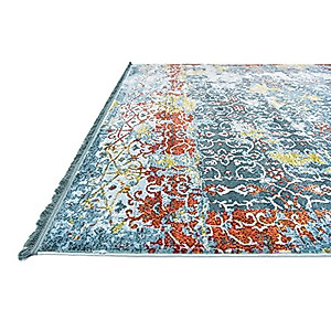 Unique Loom Baracoa Collection Area Rug-Alamar, 5' 5" x 8' Rectangle, Blue/Olive