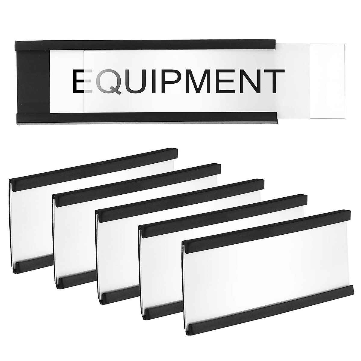 Pack of 50 - C Channel Magnetic Label Holders with Paper Inserts and Clear Plastic Protectors, Metal Surface Sign and Ticket Holder, Length of Label Area, 3" X Height of Label Area, 7/8"