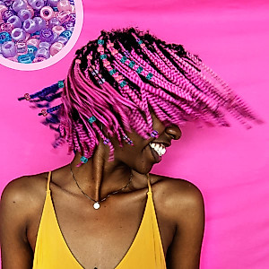 1406 Pieces Pony Beads Set Including 6 Pieces Quick Beader for Kid Hair Braids, 900 Multicolor Plastic Pony Beads and 500 Pieces Mini Rubber Bands Soft Elastic Bands,Can be Used for Hair Braids