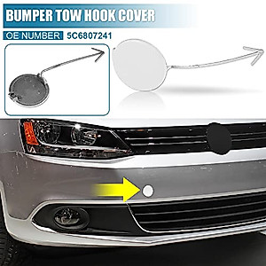 X AUTOHAUX Car Front Bumper Tow Hook Cover 5C6807241 for Volkswagen Jetta 2012-2014 Tow Hook Eye Lid Cover Trailer Cap White