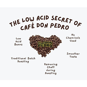 Cafe Don Pedro American Roast Naturally Low Acid Coffee - Large Can - Coffee Grounds for Sensitive Stomachs - Delicious Medium Roast Stone Ground Coffee