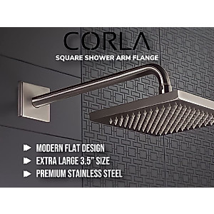 Corla Modern 3.5” Square Shower Arm Flange | Universal Extra Large Replacement Escutcheon Cover Plate (Matte Black)